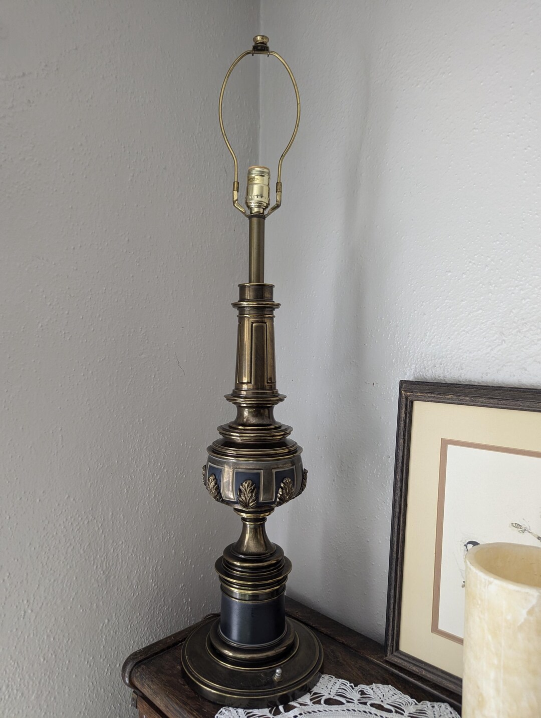 Stiffel Table Lamp Brass 35" Tall Unique Socket Switch Black Accent - Etsy