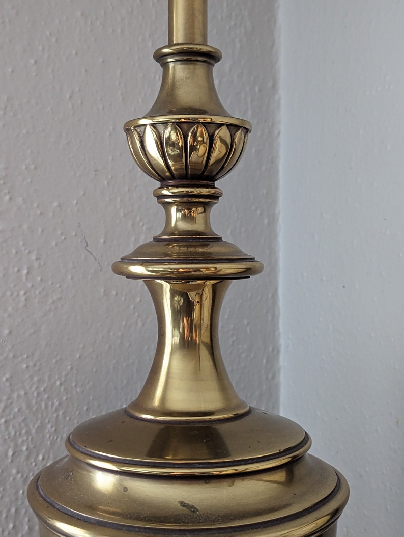 Stiffel Table Lamp Brass Urn 40in Tall Floral Stand 8in Square Base ...