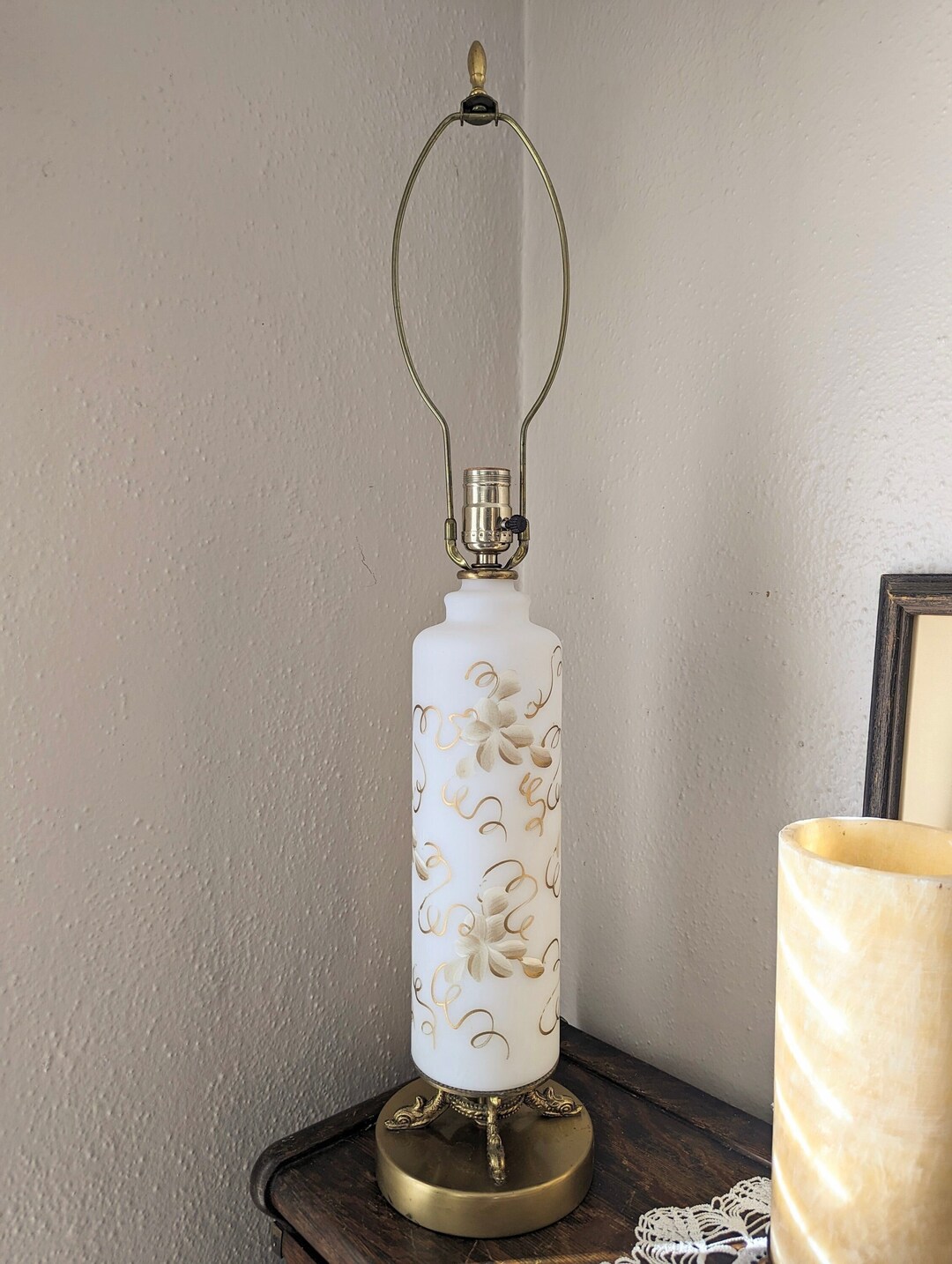 Vintage BERGER Table Lamp 30 Hand Painted Glass Socket Switch - Etsy