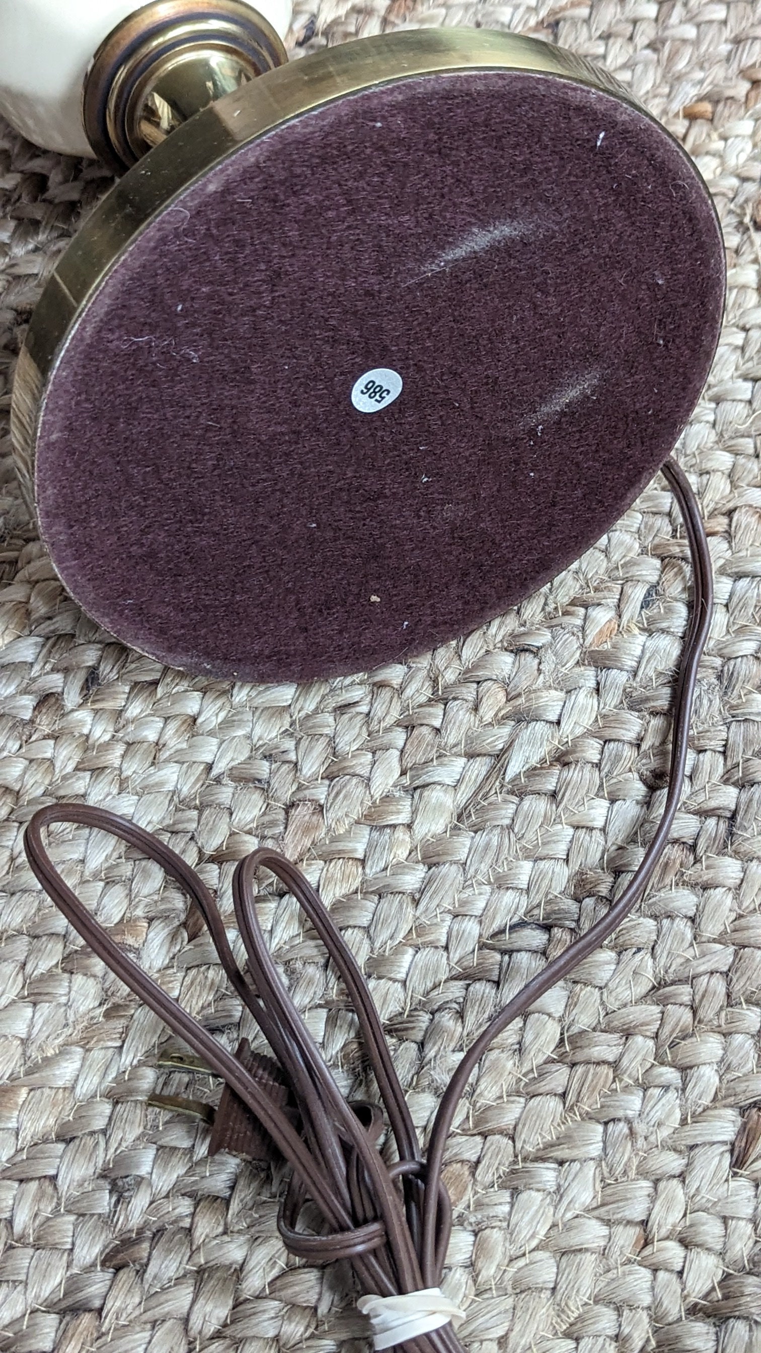 Vintage Stiffel Brass Table Lamp Ivory Enamel Ball 30" Tall Brass Base ...