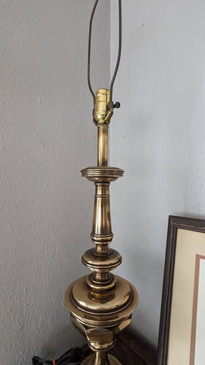 Stiffel Table Lamp Brass Heavy Mid Century 36" Tall Switch on Socket - Etsy
