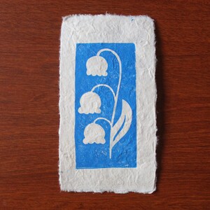 Lily of the Valley Flower Blockprint, Small Linocut Art Print, Black ...