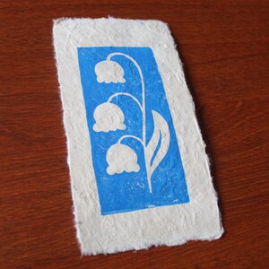 Lily of the Valley Flower Blockprint, Small Linocut Art Print, Black ...