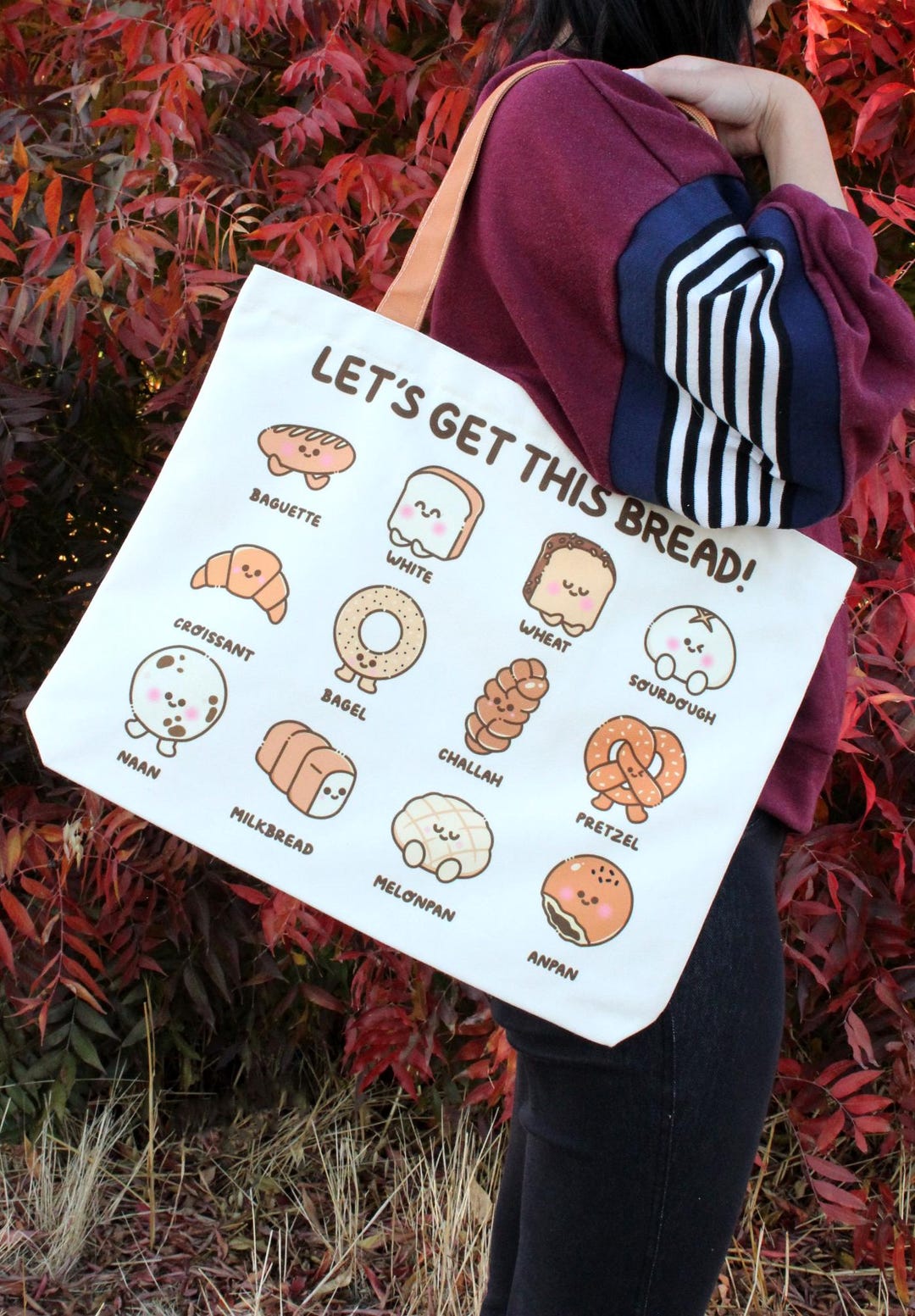 Let's Get This Bread Tote Bag, Cute Bakery Food Pastry Bag, Gift for ...