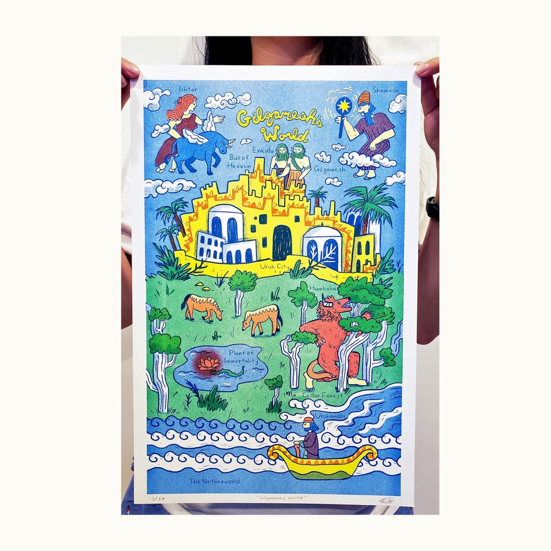 Risoprint Poster - Epic of Gilgamesh, Babylon Mythology, Large Wall ...