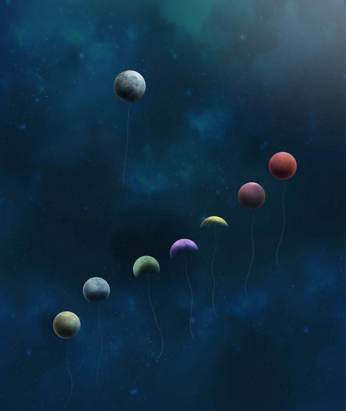 MOON PHASES Digital Background - Etsy