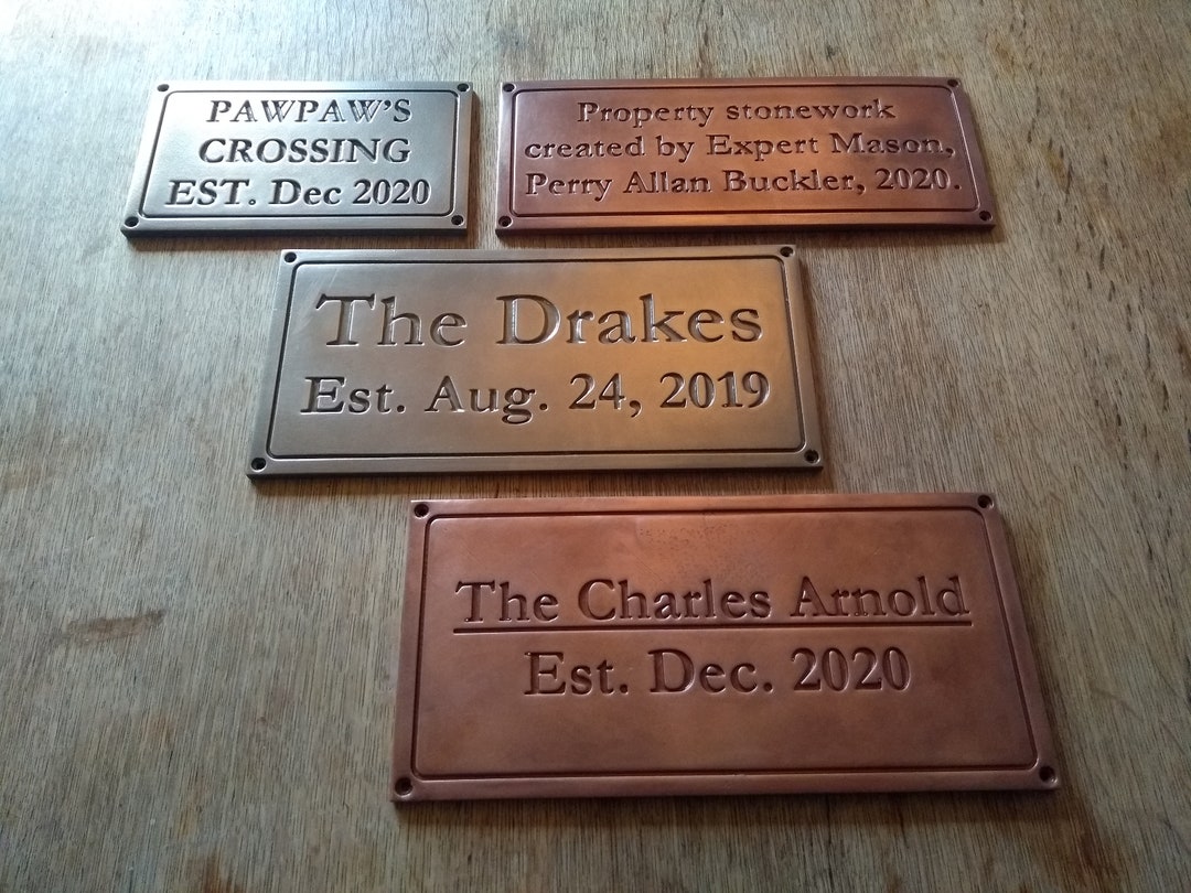 Engraved Bronze, Copper & Brass Plaques With Personalised Text Name ...