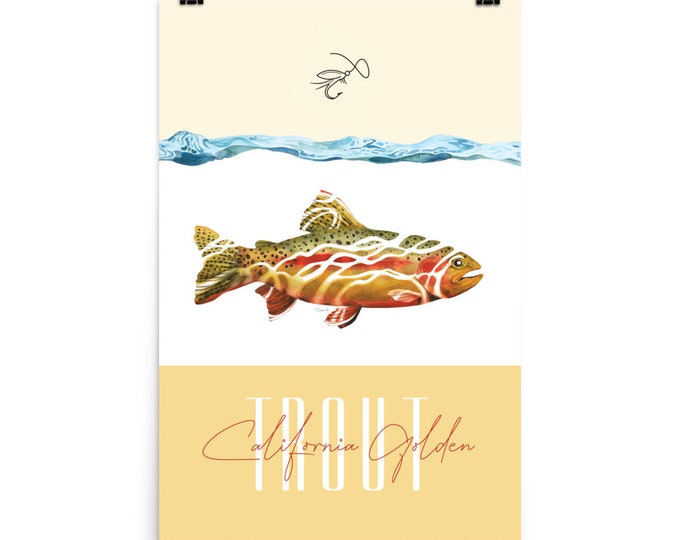 Unframed Golden Trout Poster, Fish Poster, Fly Fishing Poster, Fly ...