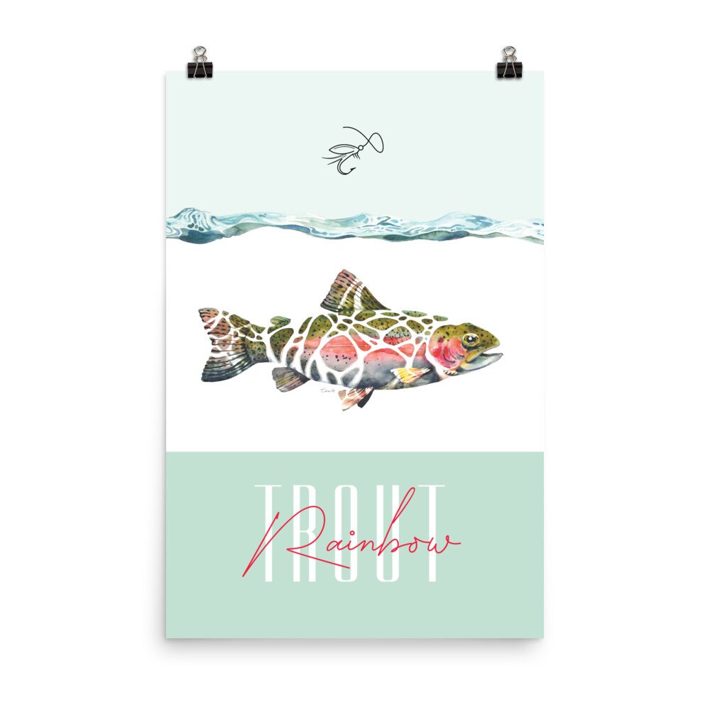 Unframed Rainbow Trout Poster, Fish Poster, Fly Fishing Poster, Fly ...