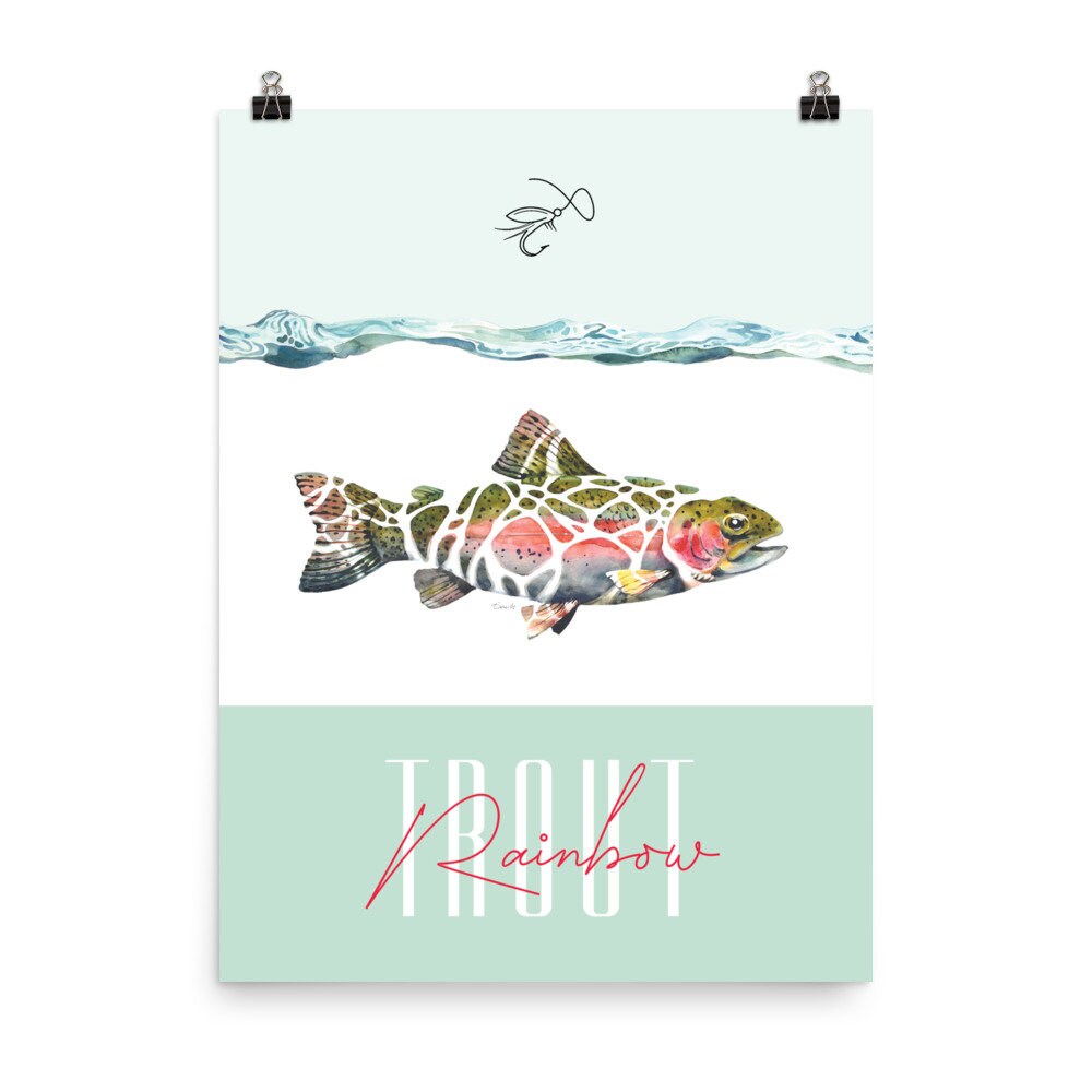 Unframed Rainbow Trout Poster, Fish Poster, Fly Fishing Poster, Fly ...
