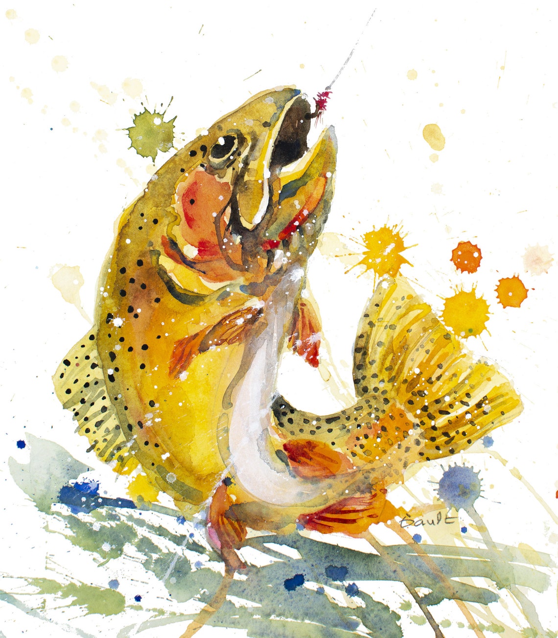 Jumping Cutthroat Trout Insulated Stainless Steel Bottle, Gifts for ...