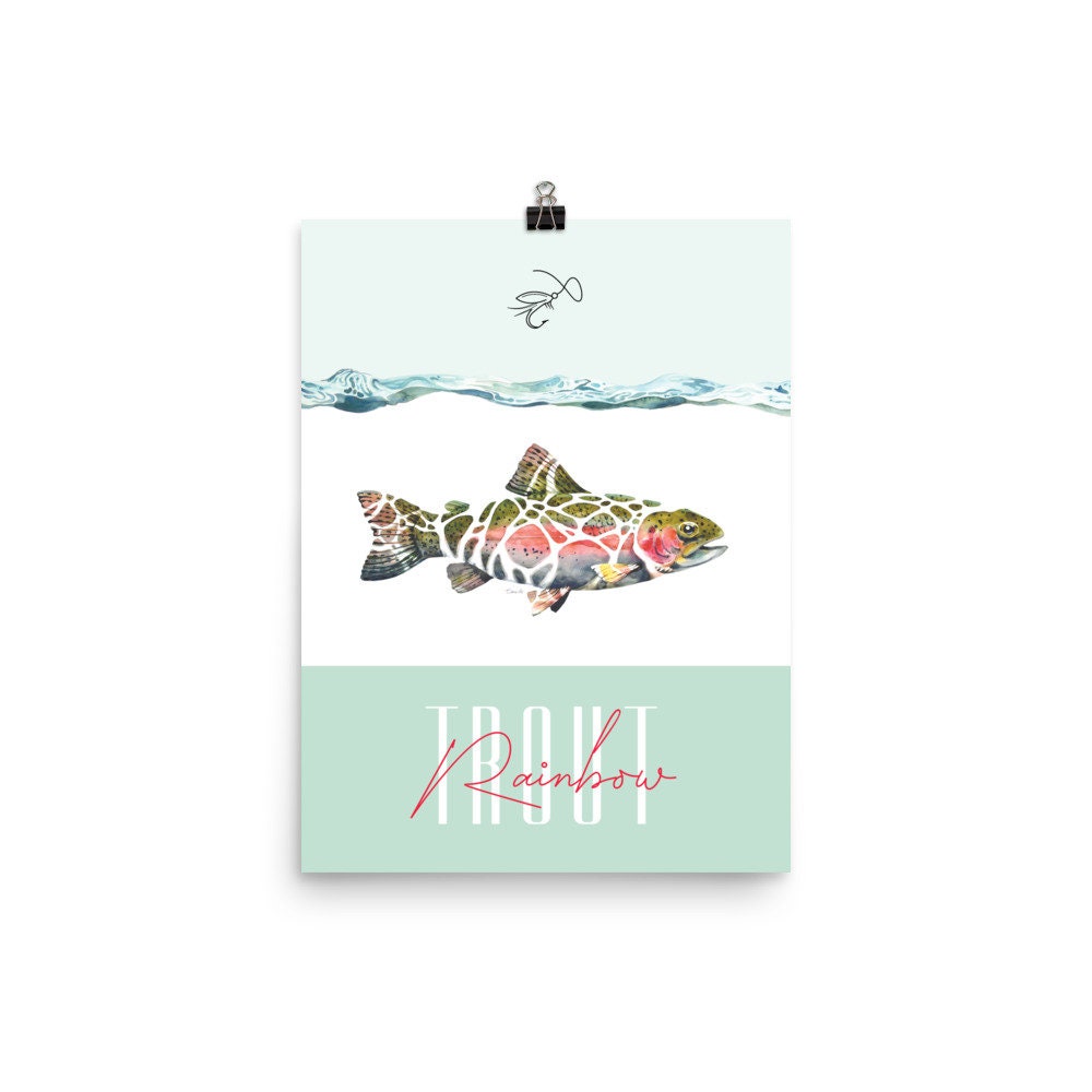 Unframed Rainbow Trout Poster, Fish Poster, Fly Fishing Poster, Fly ...