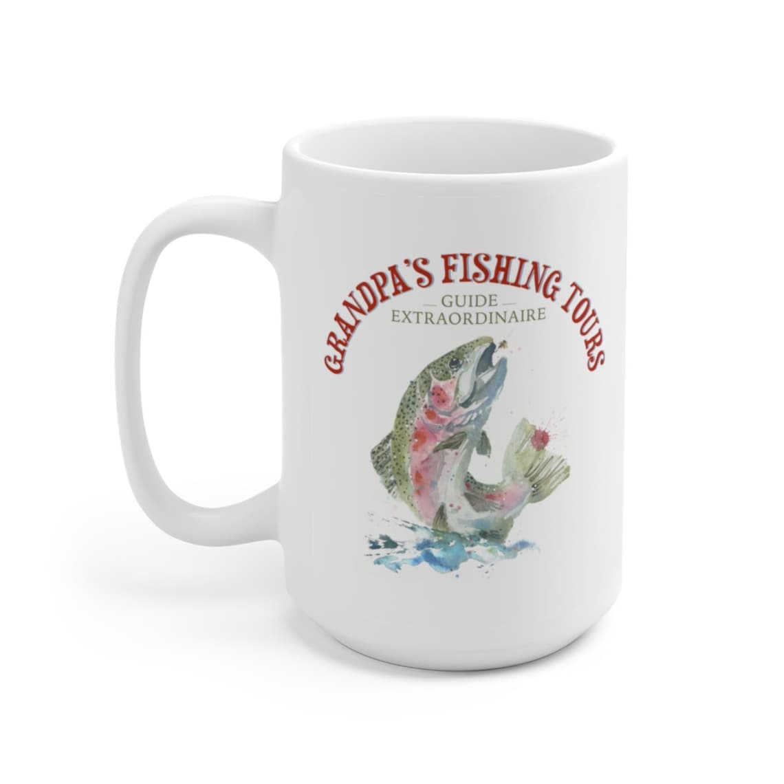 15oz Grandpa's Fishing Tours Ceramic Mug, Fishing Mug, Trout Coffee Mug ...
