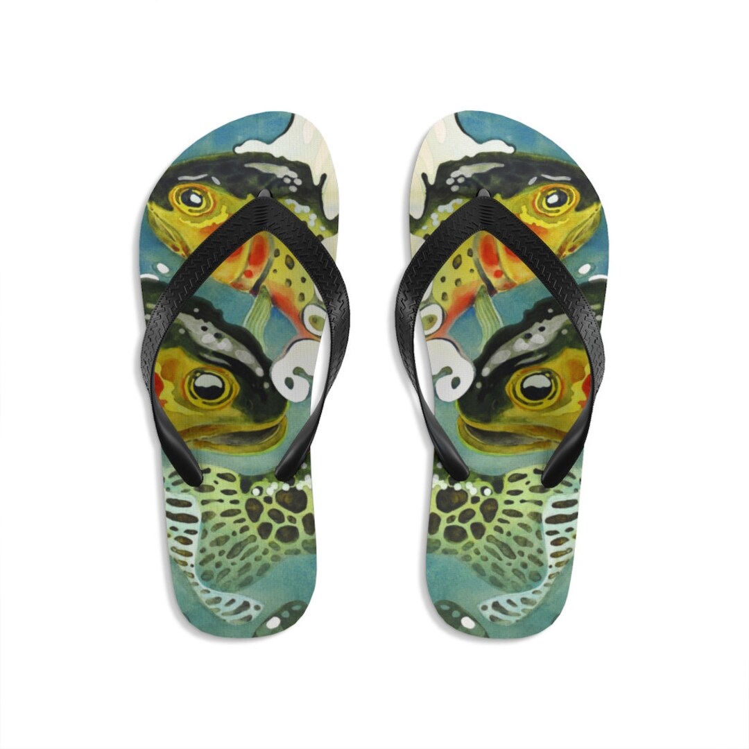 Fish Flip Flops Trout Fly Fishing Apparel Fly Fishing - Etsy