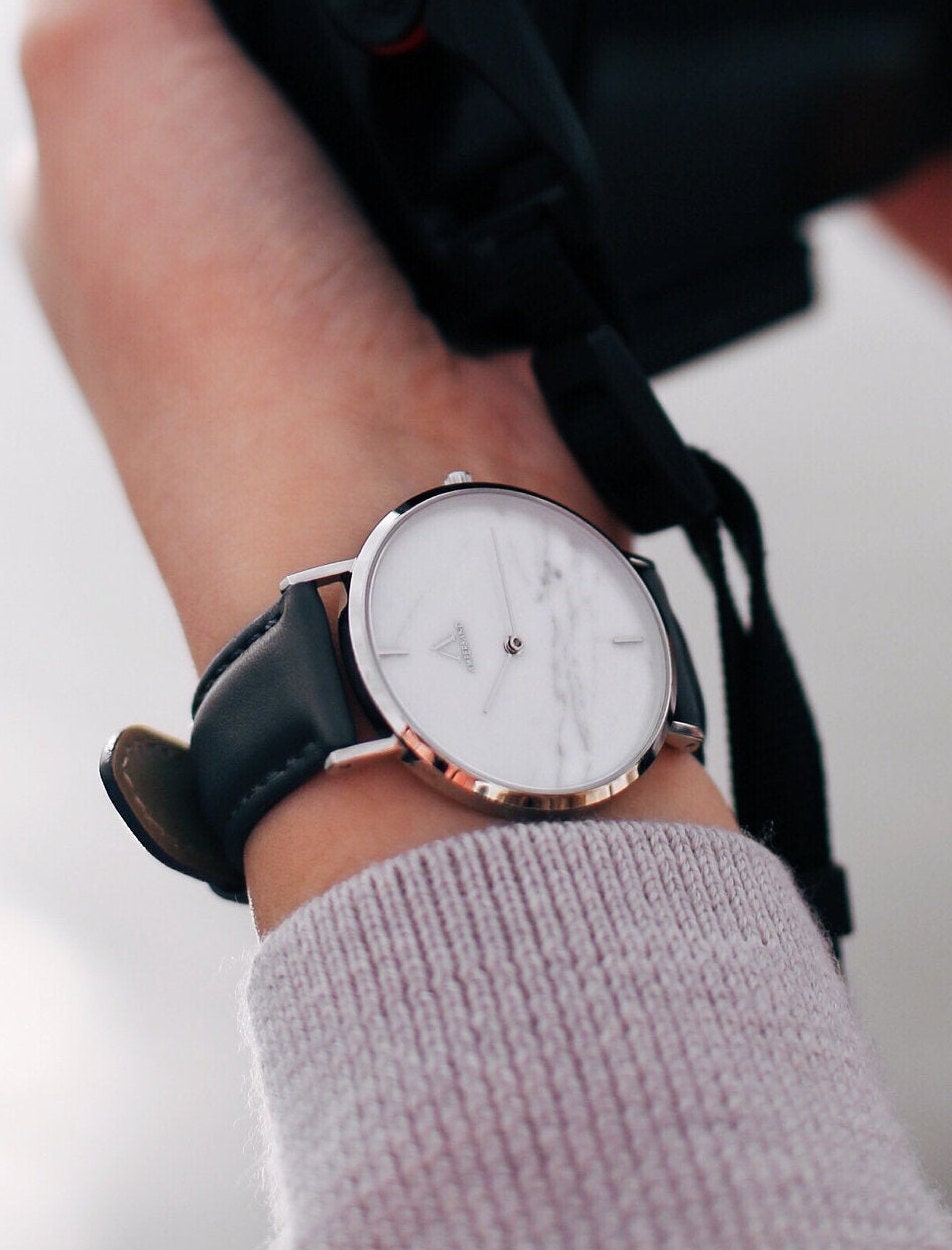 Minimalist Women's Watch Silver Watch Marble Watch | Etsy