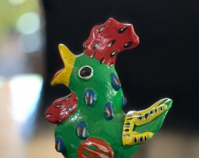 Mexican Green Clay Rooster by Ortega - Etsy