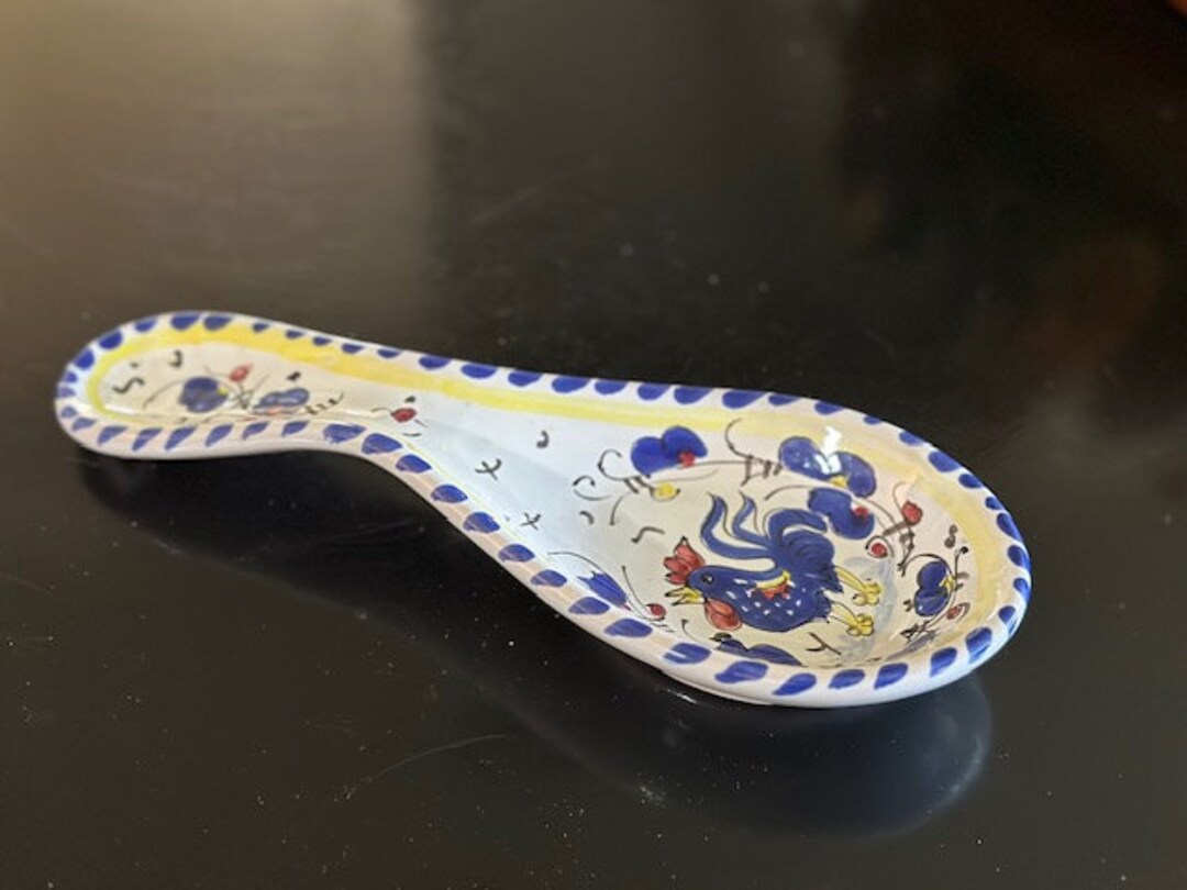 Orvieto Blue Rooster Dip A Mano Deruta Spoon Rest - Etsy