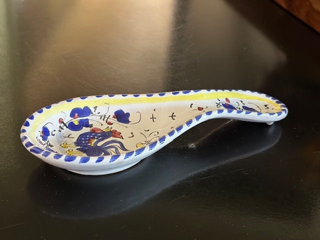 Orvieto Blue Rooster Dip A Mano Deruta Spoon Rest - Etsy