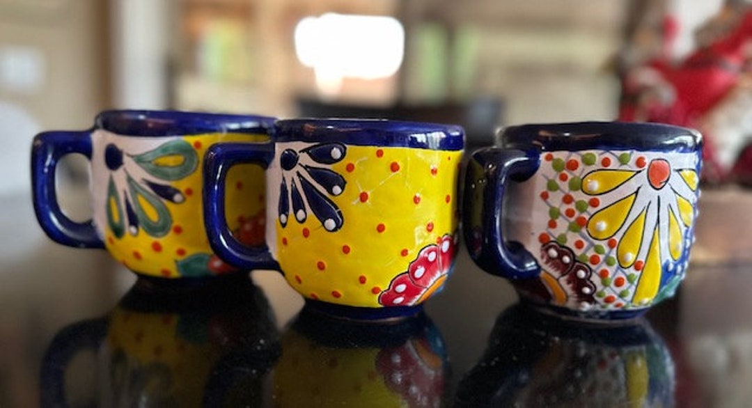 Mexican Talavera Mugs Set of Three Handcrafted and Hand Painted - Etsy