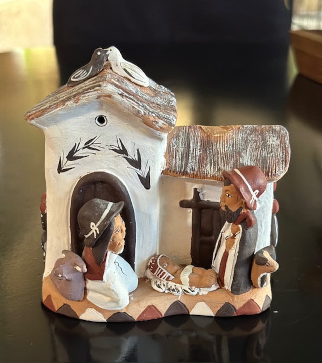 Peruvian Hand Painted Handcrafted Nativity Holy Family With House Terra ...