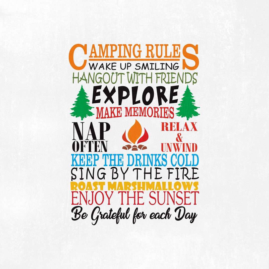 Camping Bucket SVG, Camping Glow Bucket Cut File, Camp Rules SVG ...
