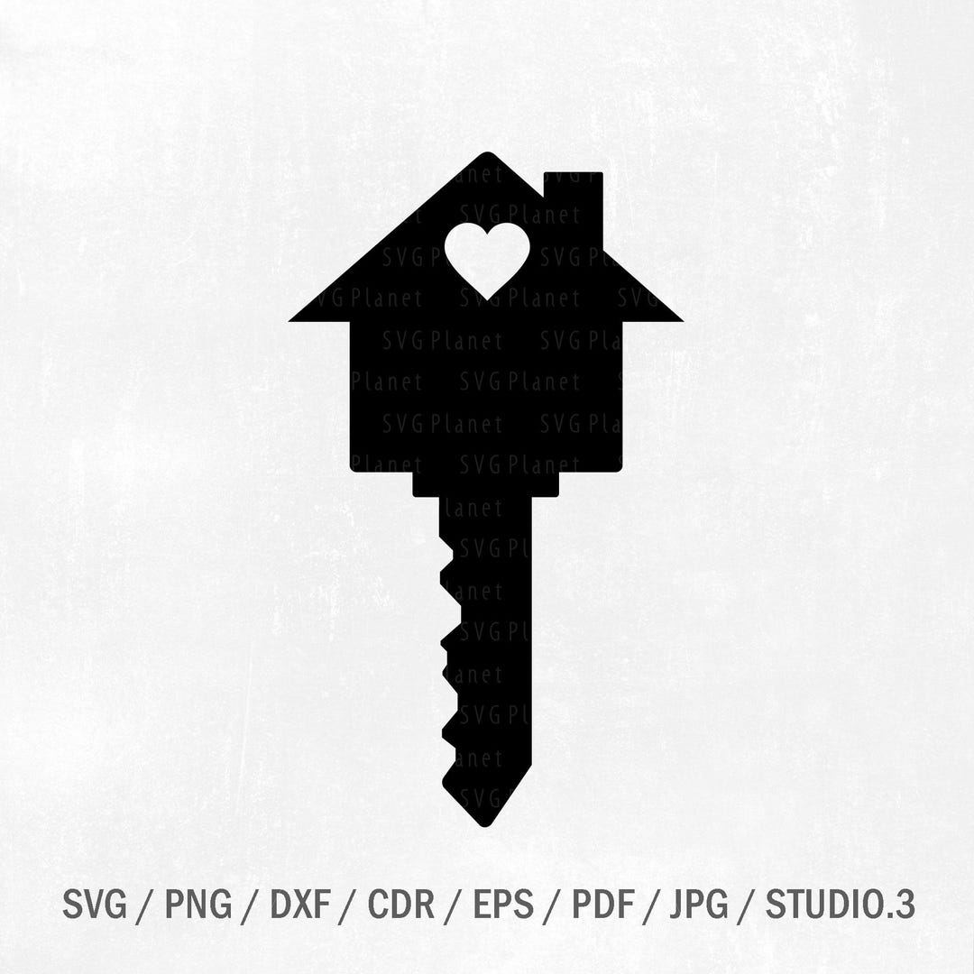 House Key SVG Cut Files | Lock Key Ornament PNG | Heart Clipart, Vector ...
