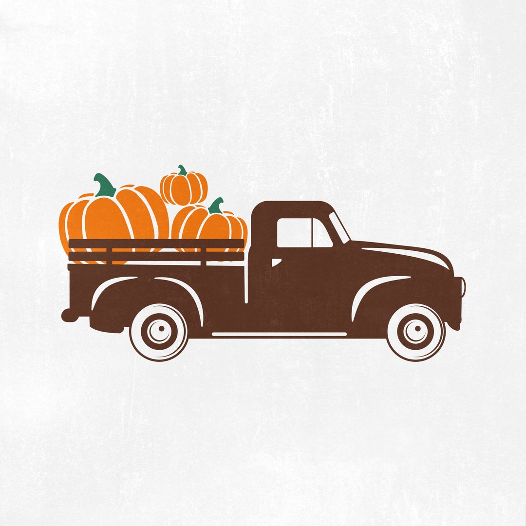 Pumpkin Truck Svg, Old Truck Pumpkin Svg, Pumpkin Cut File, Silhouette ...