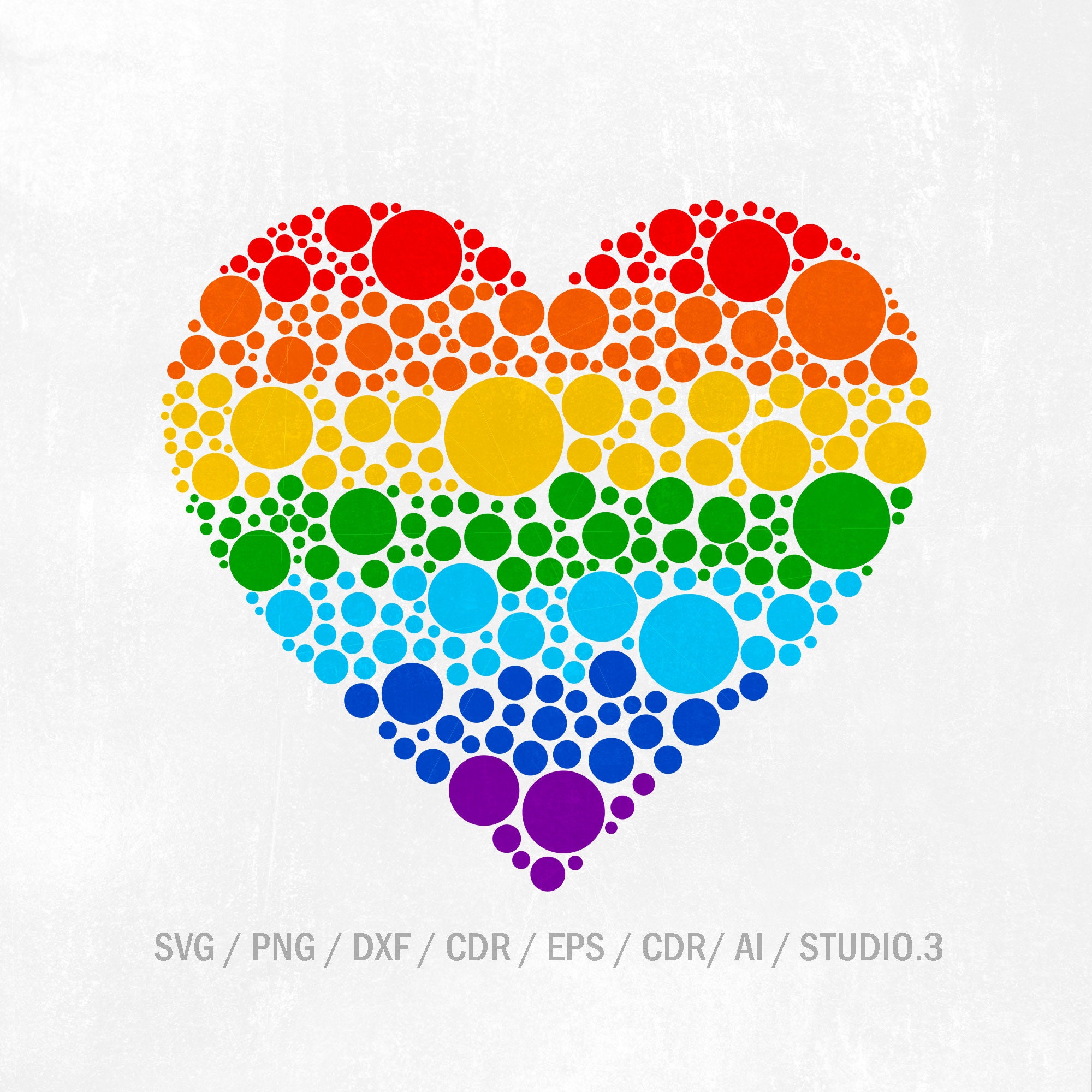 Rainbow Heart, Svg, Png, Jpg, Eps, Dxf, Studio.3 Cut Files for Cricut ...