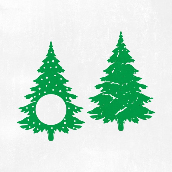 Christmas Tree Monogram SVG Distressed Christmas Tree | Etsy