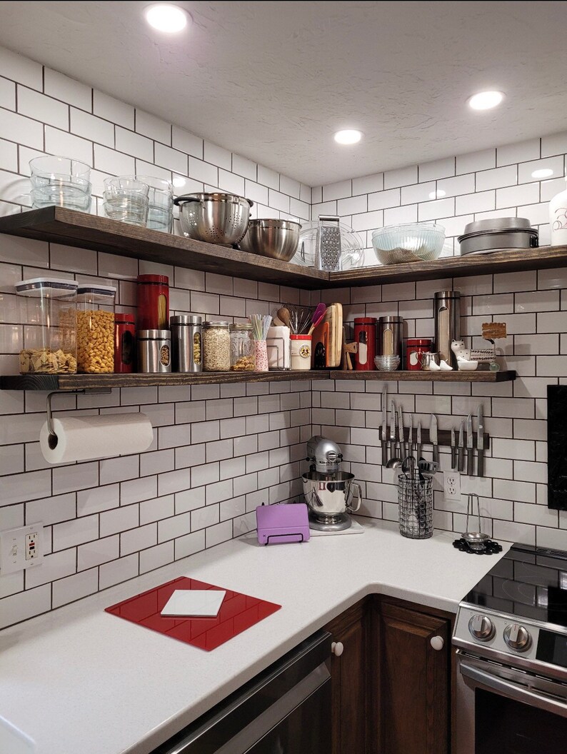 Corner L-shape Floating Shelves for Kitchen up to 11 Depth - Etsy