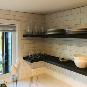 Corner L-shape Floating Shelves With Hidden Steel Bracket Kitchen ...