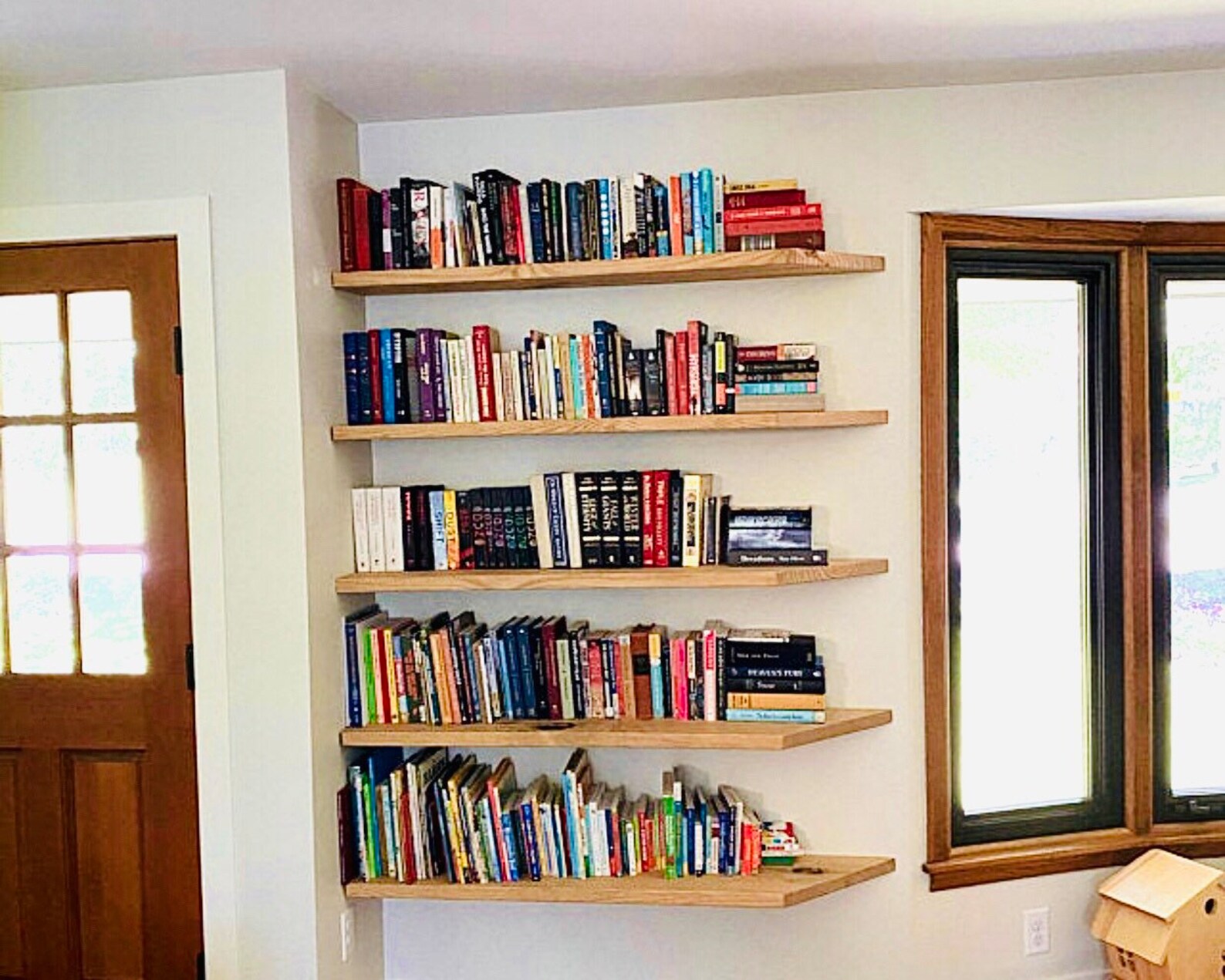 Floating Bookcase Wood Floating Shelves Natural Rustic Wood Book ...