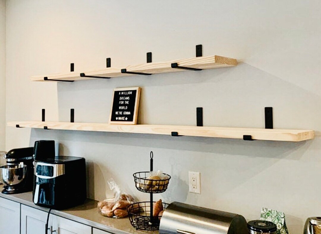 FLOATING Kitchen Floating Shelves L-bracket J-bracket Heavy Duty Metal ...