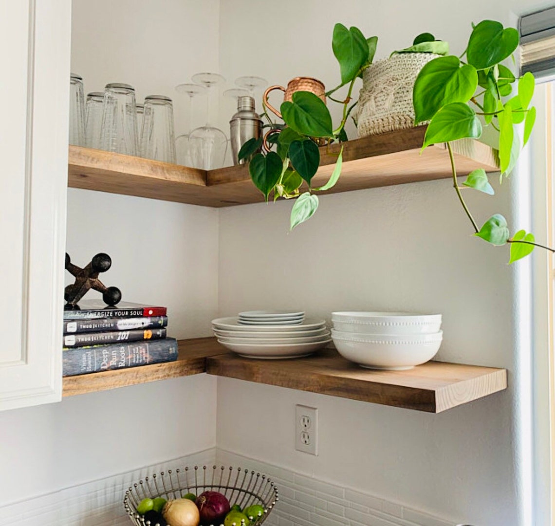 Kitchen Floating Shelves With Metal Bracket Heavy Duty - Etsy