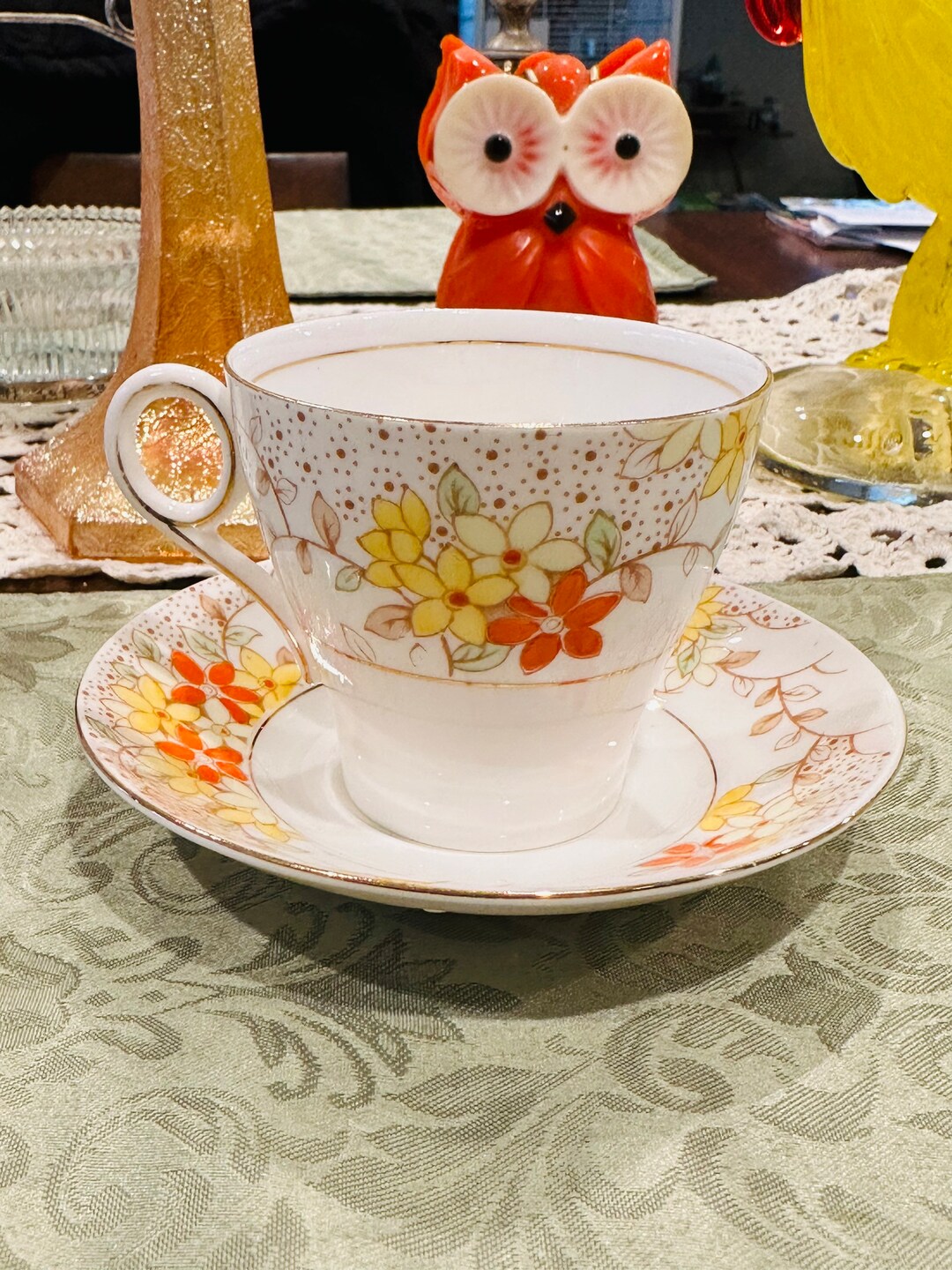 Bell China Tea Cup and Saucer Pattern 4621 Orange Yellow Floral Made in ...