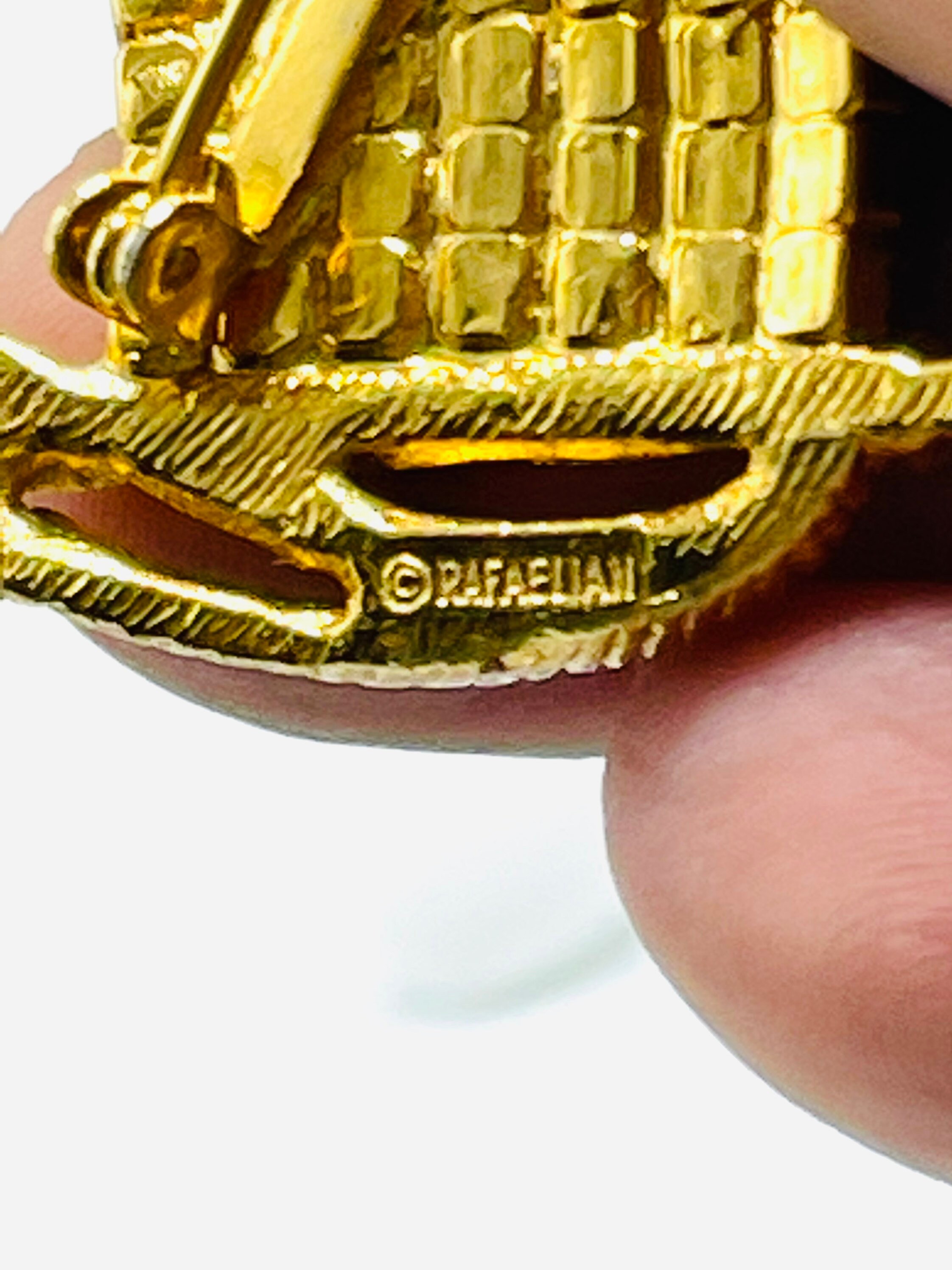 Patriotic American Rhinestone Flag Brooch Gold Tone Signed | Etsy