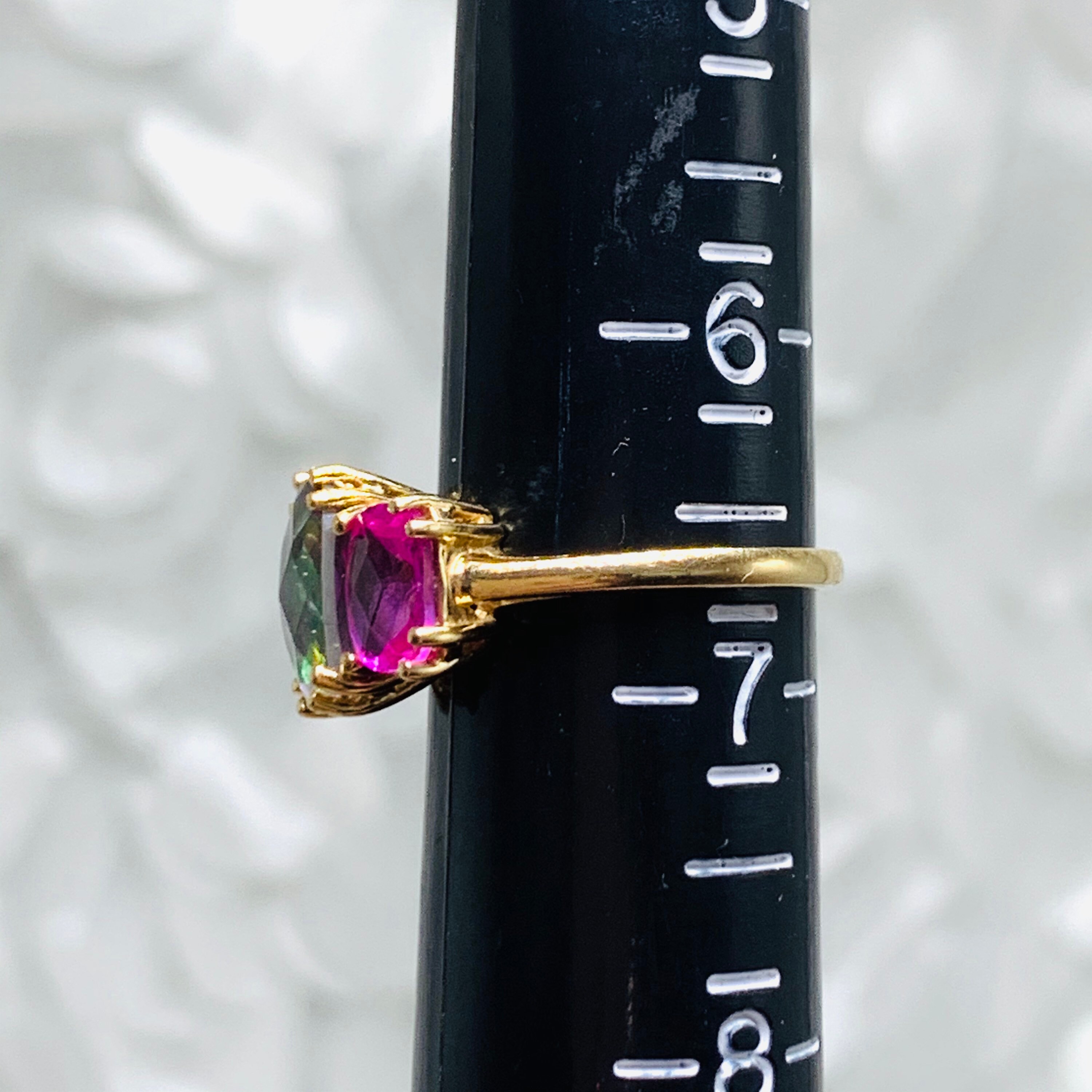 Mystic Topaz Ring and Pink Sapphire 10K Gold Ring Signed EMA | Etsy