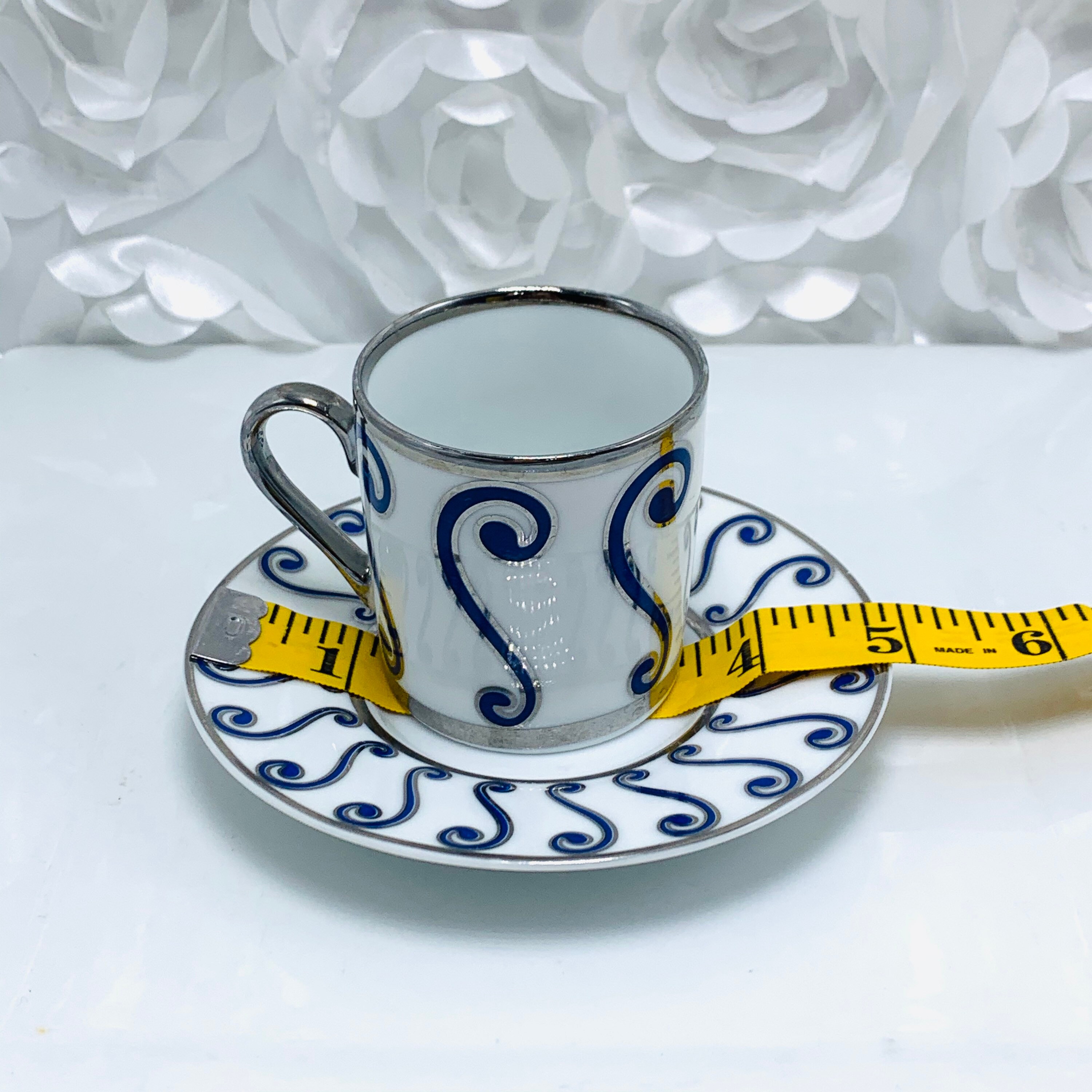 Tea Set Demitasse Espresso Cups And Saucers Navy Blue Silver | Etsy