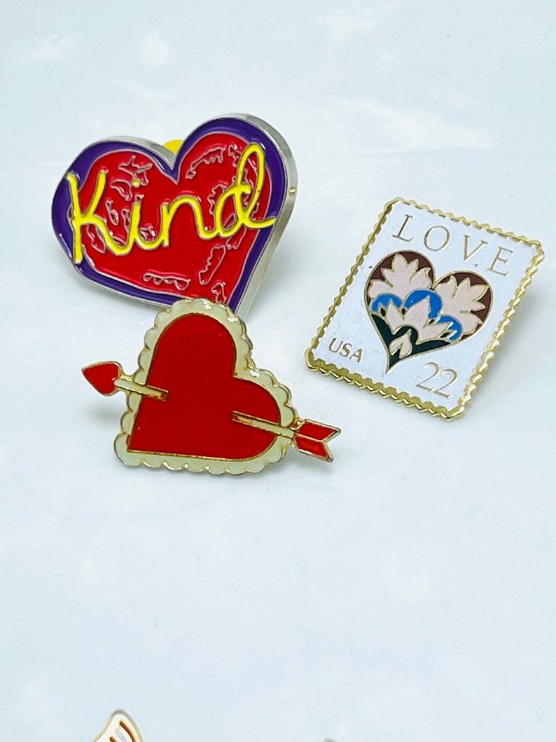 Valentines Heart Love Lapel Pins Set of 3 Enamel Heart Shaped - Etsy