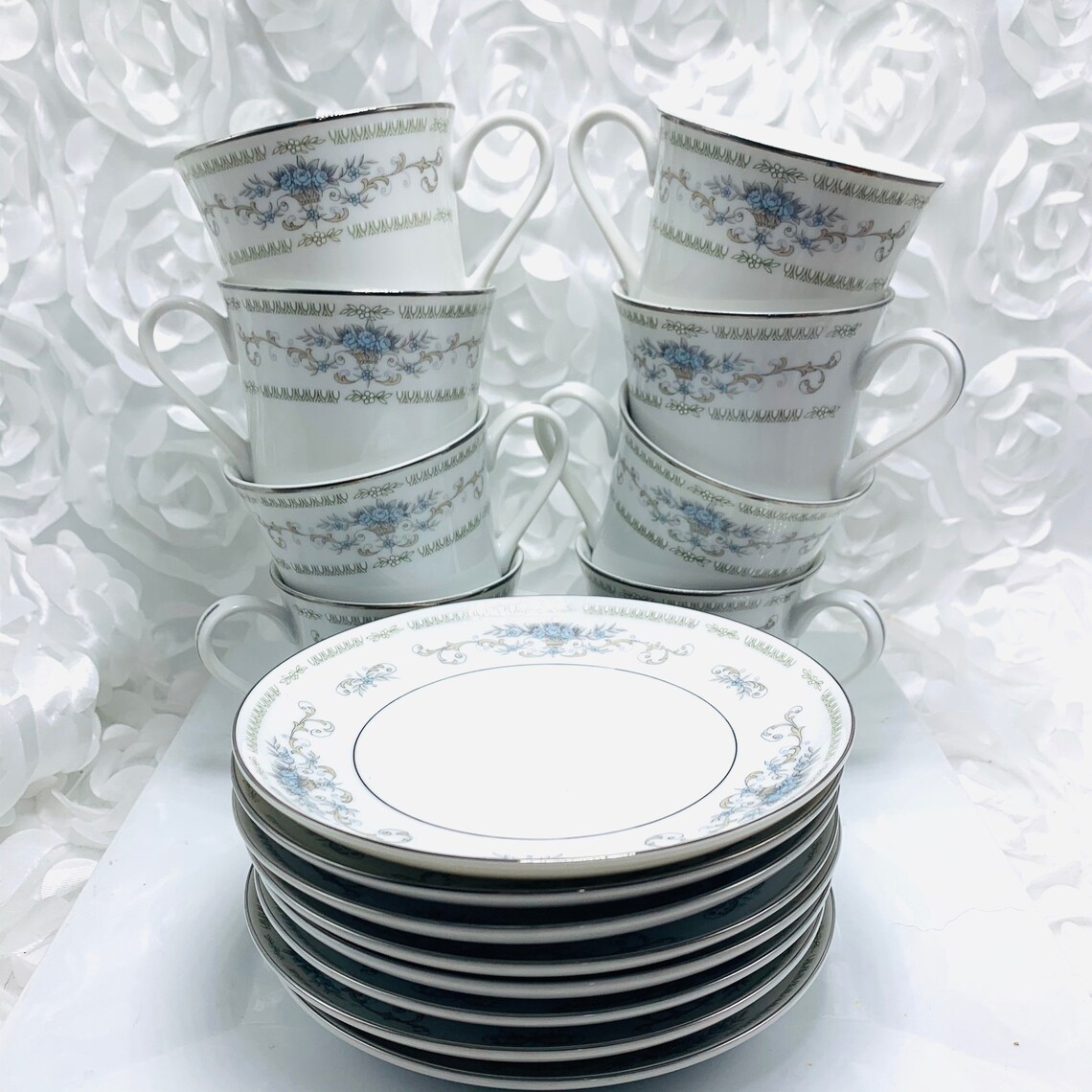 Tea Cups Wade Diane Porcelain China Tea Cups And Saucers Set | Etsy