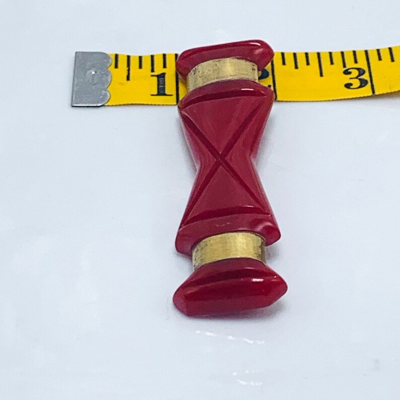 Bakelite Red Bow Brooch Brass Carved Bow Tie - Etsy