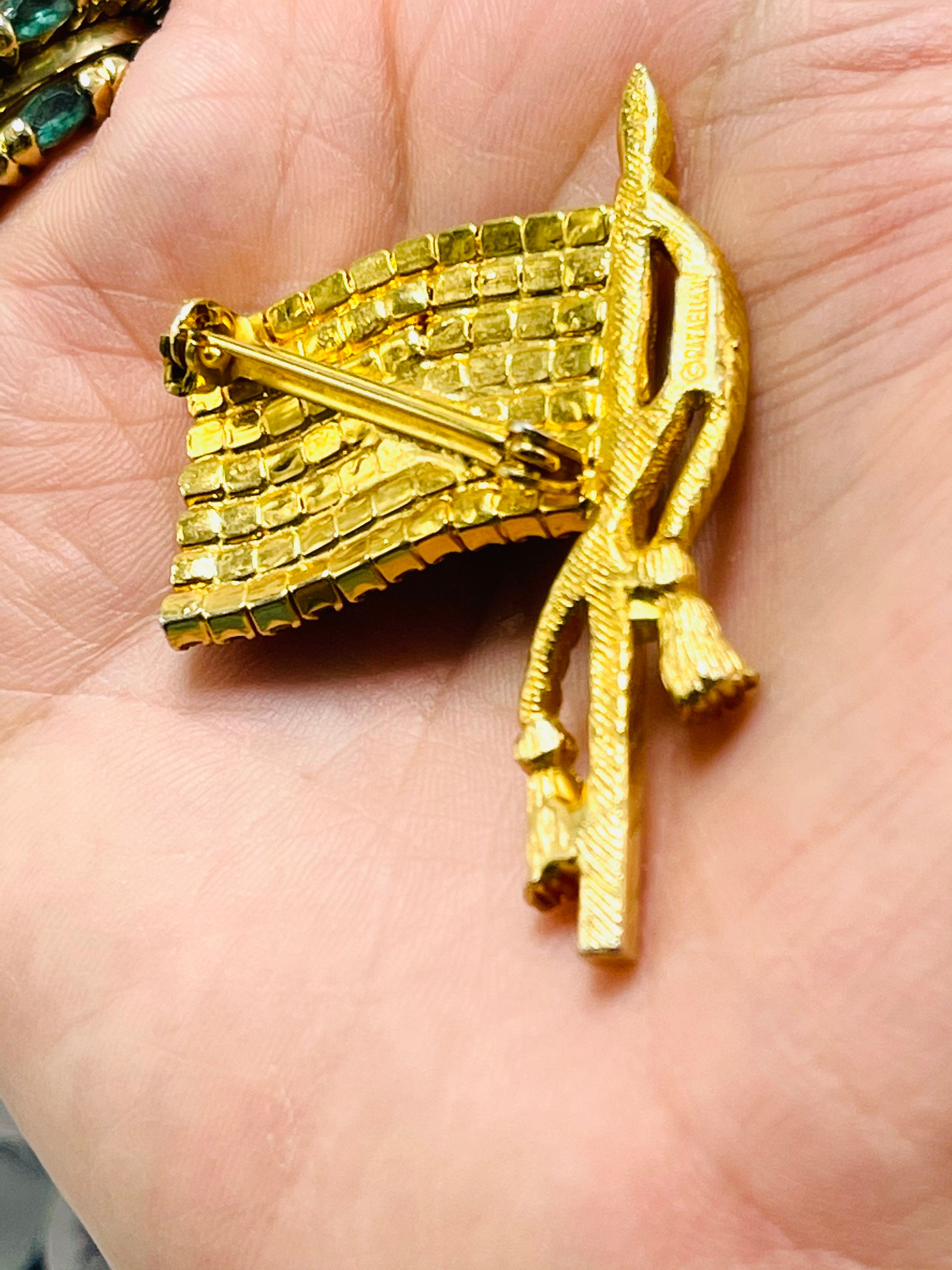 Patriotic American Rhinestone Flag Brooch Gold Tone Signed | Etsy