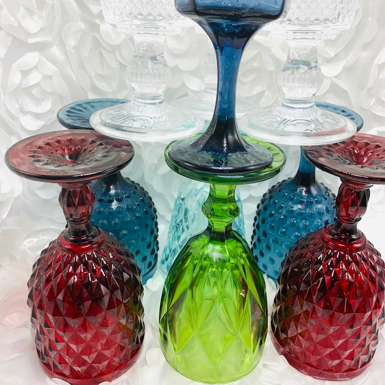 Mismatch Water Goblets 10 Chunky Barware Water Wine Glass Red - Etsy