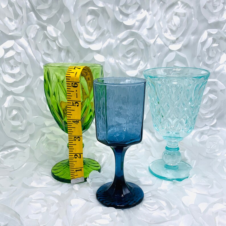 Mismatch Water Goblets 10 Chunky Barware Water Wine Glass Red Blue ...