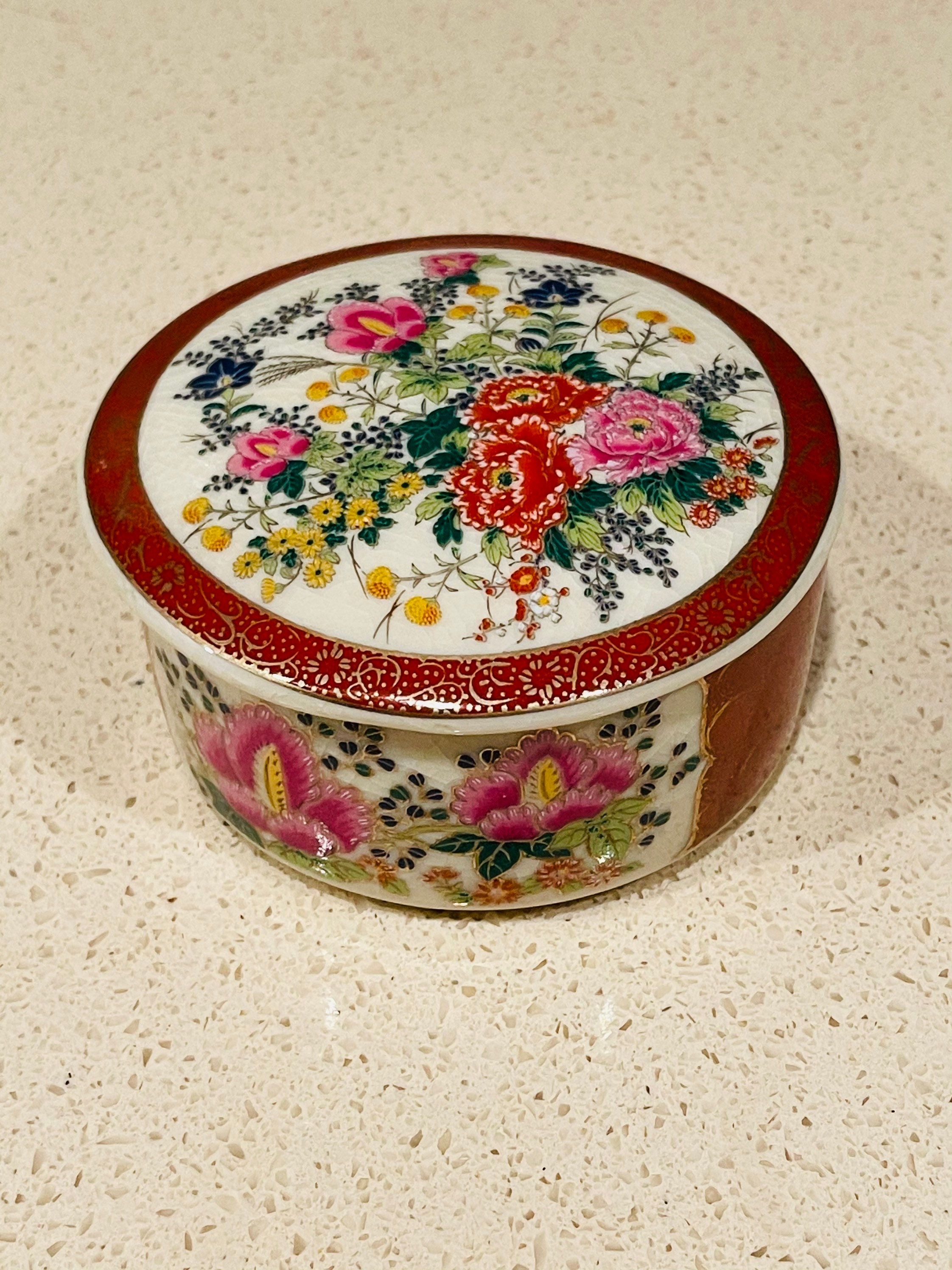 Japanese Garden Trinket Ring Box Ceramic Hand Painted Oriental | Etsy