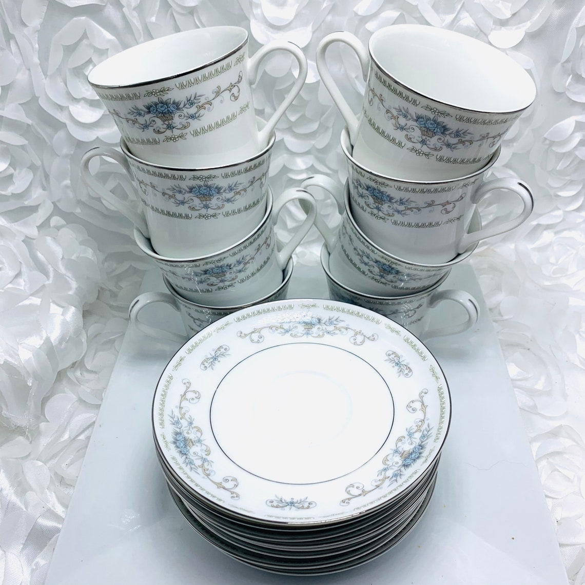 Tea Cups Wade Diane Porcelain China Tea Cups And Saucers Set | Etsy