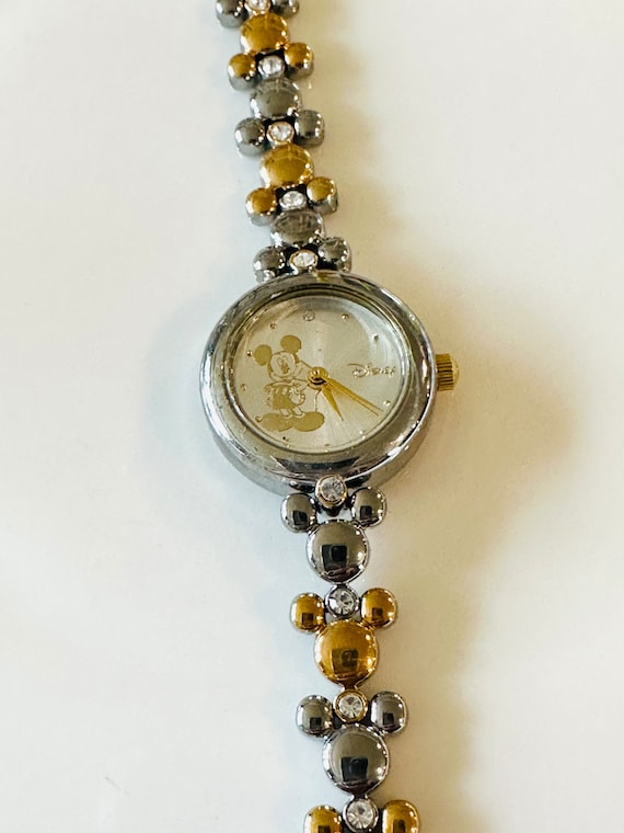 Disney Mickey Mouse Face Analog Watch With Silver And… - Gem