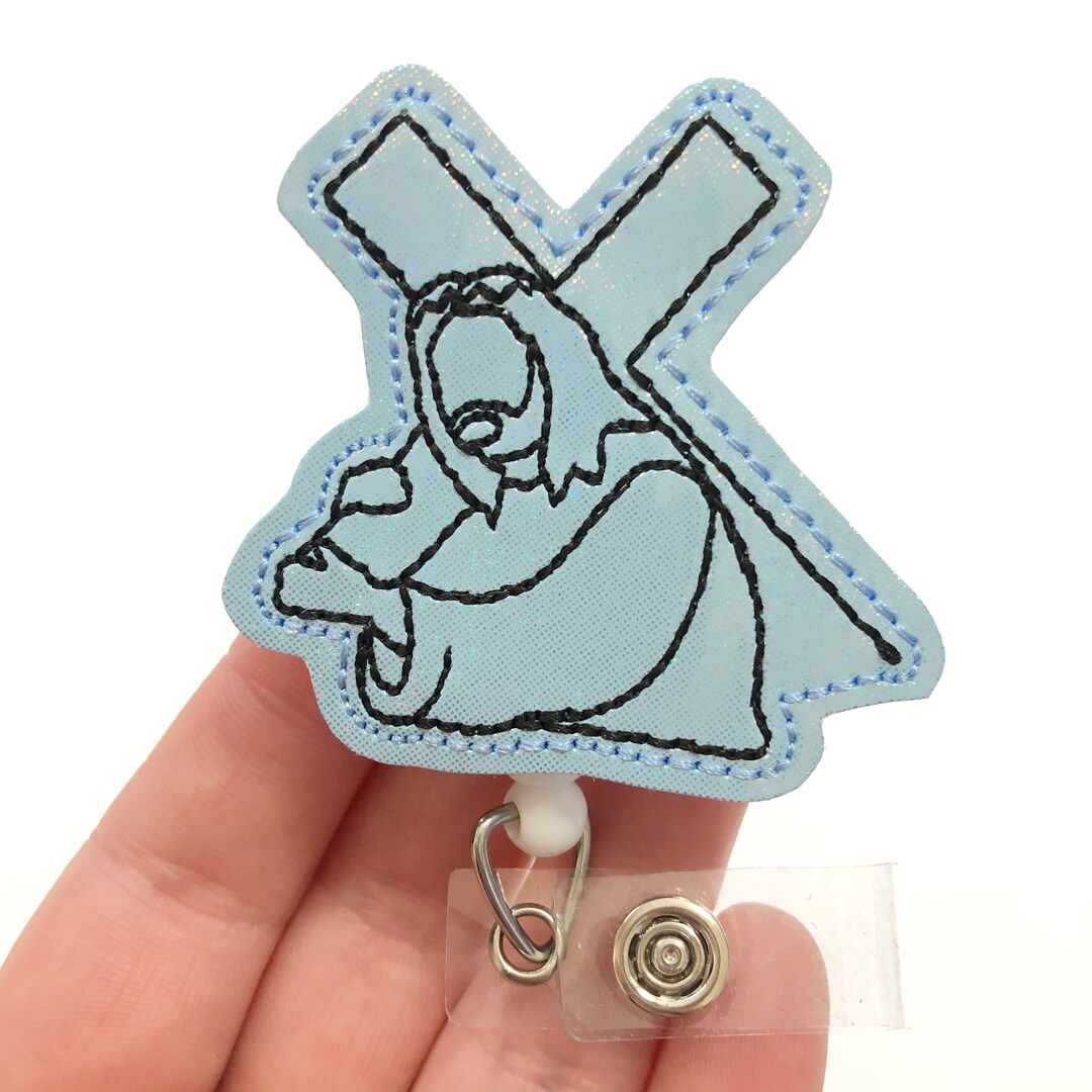 Jesus Carrying Cross Badge Reel, Jesus Badge Reels, Nurse Retractable ...