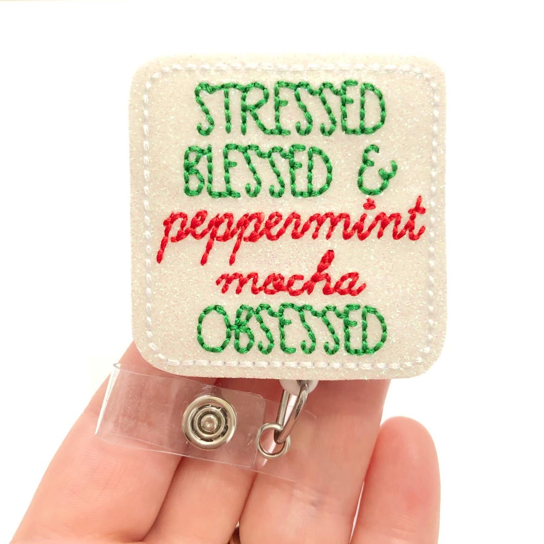Stressed Blessed Coffee Obsessed Badge Reel, Nurse Badge Reels ...