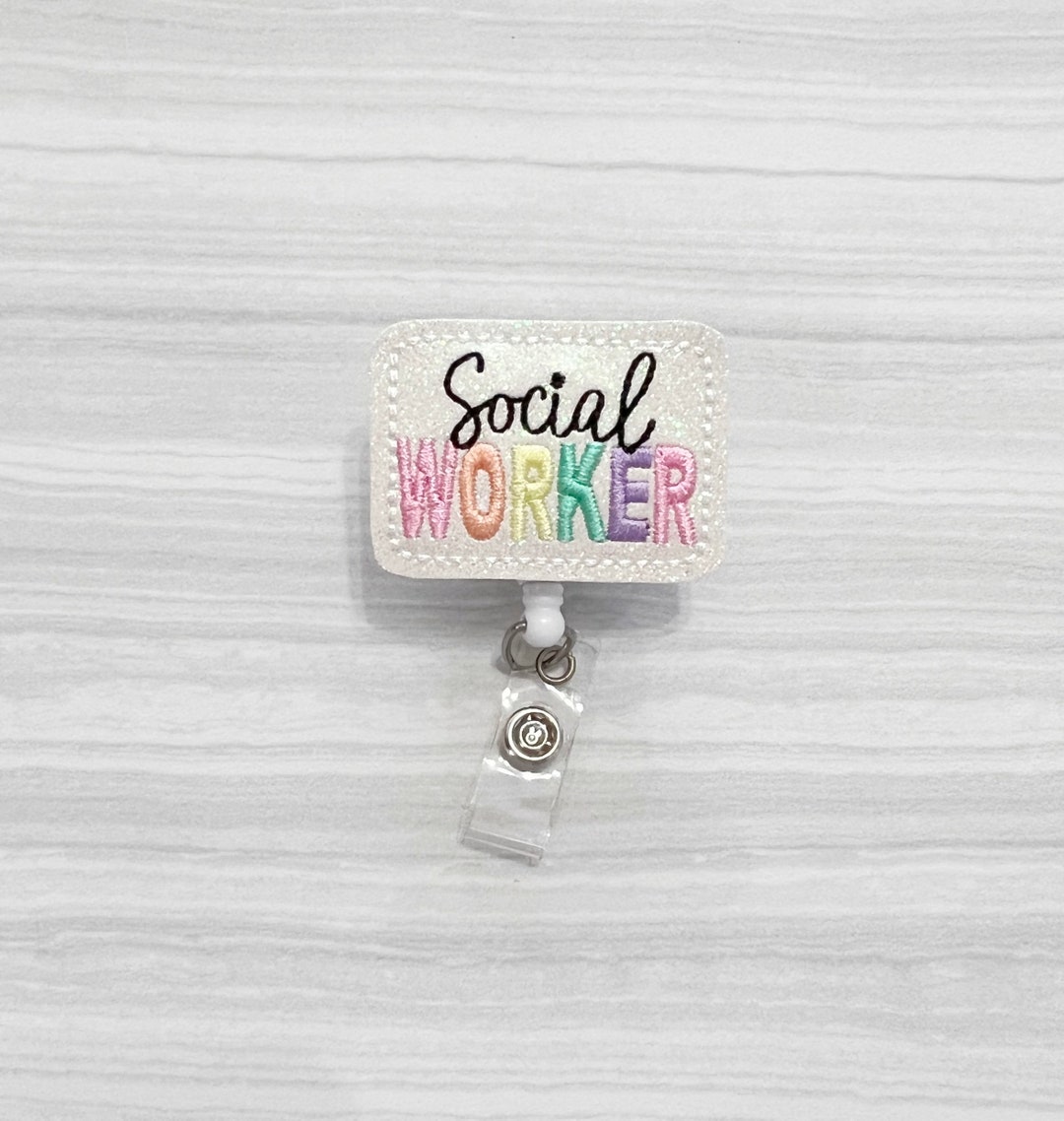 Rainbow Social Worker Badge Reel SW Badge Reels Retractable - Etsy